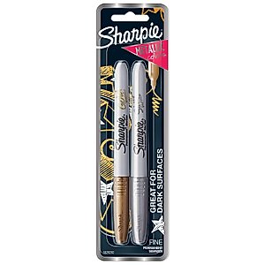 SHARPIE Metallic Fine Point Permanent Marker, Assorted Colors, 2-Pack - 1829202