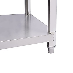 Stainless Steel Kitchen Sink Free Standing Commercial Restaurant Sink Set w/Hot and Cold Faucet, Prep & Utility Washing Hand Basin w/Workbench & Storage Shelves Indoor Outdoor