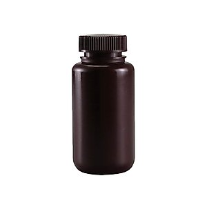 JRLGD HDPE Wide Mouth Plastic Bottles with Caps, Lab Sample Bottle Reagent Bottle, 250ml, Brown, Pack of 10
