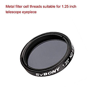 SVBONY SV139 Telescope Filter Moon Filter 1.25 inch 12.5 Percent Transmission Telescope Filter ND8 Neutral Density Filter for Telescope Eyepiece Reduce Moon Surfaces Overall Brightness