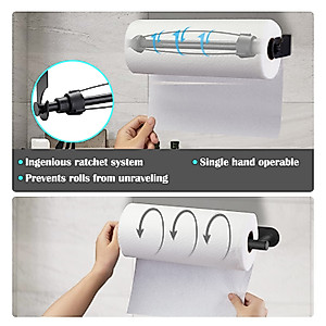 Black Paper Towel Holder Wall Mount,Adhesive or Drilling Paper Towel Holder Under Cabinet for Kitchen,Stainless Steel Hanging Paper Towel Holder