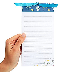 Juvale 6 Pack Floral Magnetic Notepads for Refrigerator, Grocery List, To Do List, with Ribbon Bows, 60 Sheets Each (4 x 8 In)