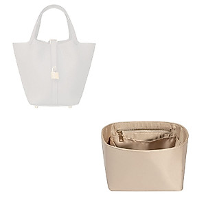 ZTUJO Picotin 18 Organizer Hermes, Picotin bag insert, Luxury Purse Organizer Insert Silky Smooth Fits picotin 18 Bags (Beige)