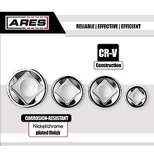 ARES 70007-4-Piece Socket Adapter and Reducer Set - 1/4-Inch, 3/8-Inch, & 1/2-Inch Ratchet/Socket Set Extension/Conversion Kit - Premium Chrome Vanadium Steel with Mirror Finish