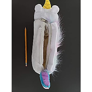 Unicorn Pencil Case for Girls, Cosmetic Makeup Pen School Supplies Marker Pouch Bag with Zipper for School Work College Office Desk Travel Teens Tweens Gift