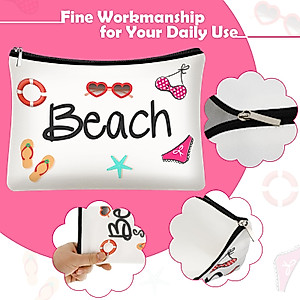 Weewooday Beach Cosmetic Bag for Women Funny Beach Makeup Bag Gifts Beach Accessories Travel Organizer Summer Cotton Case Pouch for Gifts