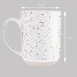 Belle Maison Set of 2 Stoneware Coffee Mugs- Stylish Printed Coffee Cups, Mugs for Tea, Latte, and Hot Chocolate, 16 oz (Black & White with Gold Flakes)