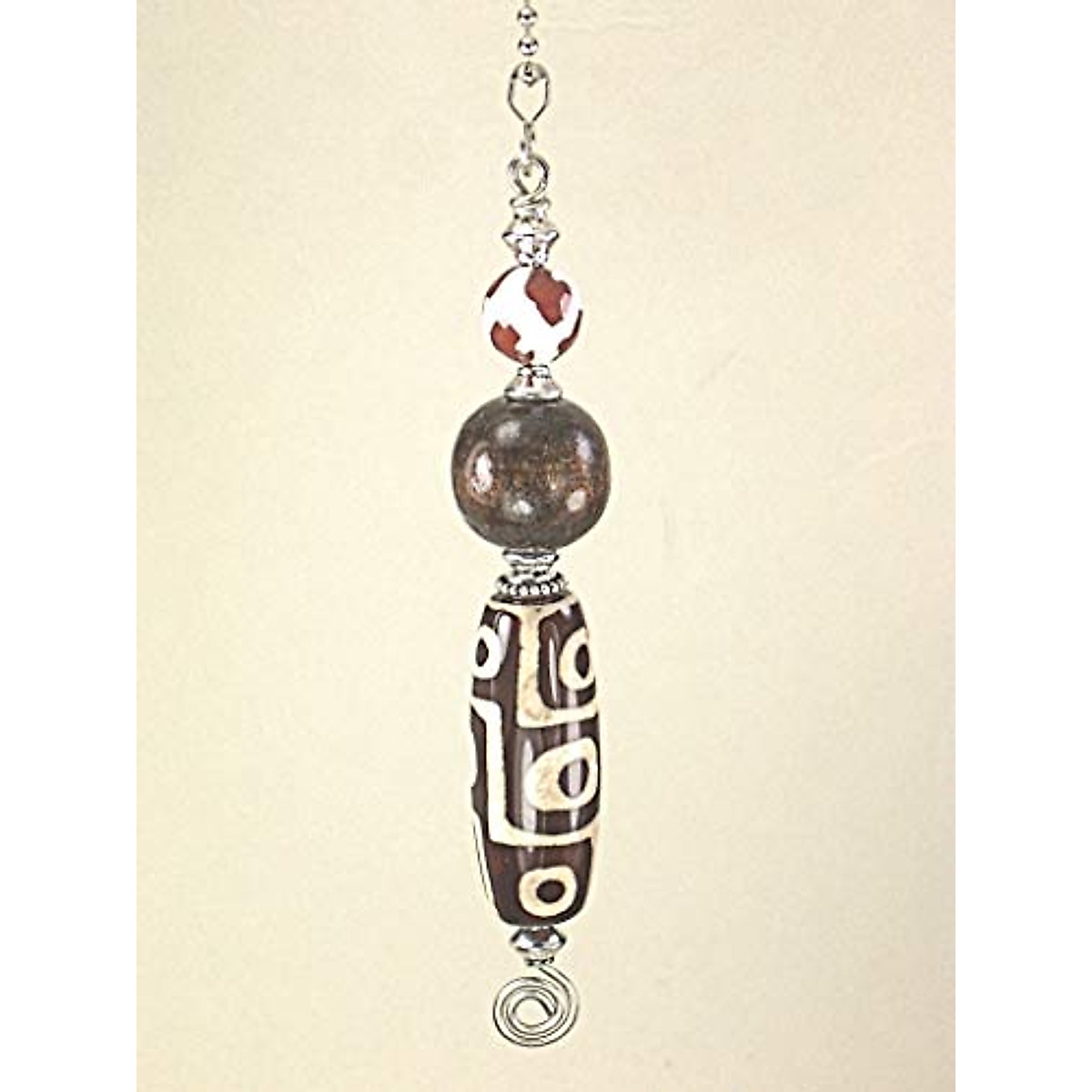 Dark Russet Red & Brown Giraffe African Tribal Agate Stone Animal Pattern Ceiling Fan Pull Chain