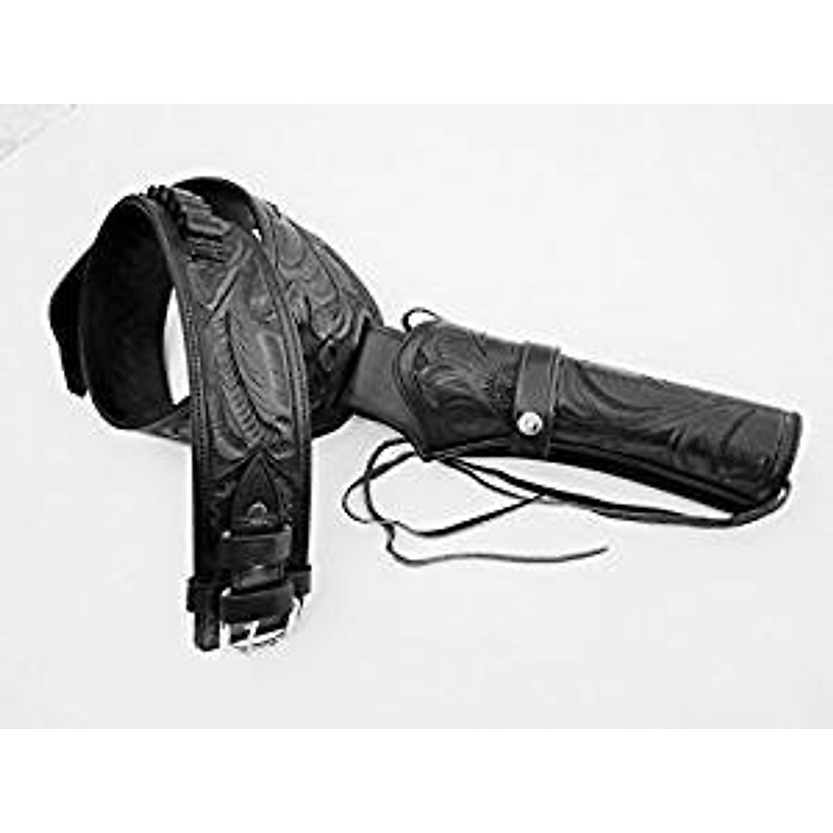 New .22 Cal Holster Gun Belt Drop Loop Tooled Leather Western RIG 34"-52" (Black, 44)