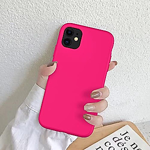 DEENAKIN iPhone 11 Case with Screen Protector,Soft Flexible Silicone Gel Rubber Bumper Cover,Slim Fit Shockproof Protective Phone Case for iPhone 11 6.1" Hot Pink