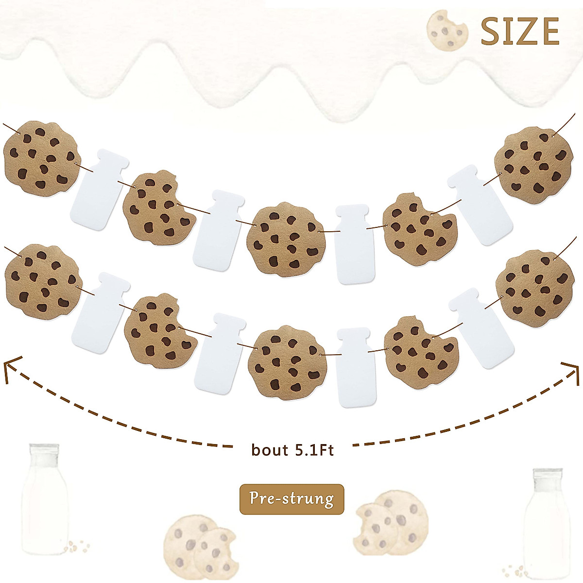 YLooDasy Cookies Milk Birthday Party Garland Cookie and Monster Happy Birthday Banner for Kids