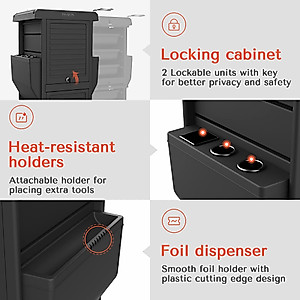 TASALON Ultimate Trolley Cart for Hair Salon Station – Space Saving Rolling Beauty Cart for Extra Storage, New upgrade Lockable 6 Trays & 2 Tray Holders– Multipurpose Tool Cart