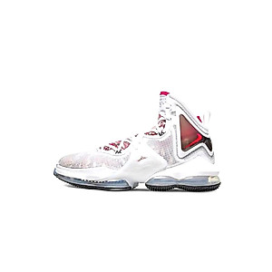 Nike Mens Lebron XIX Running Shoe, WHITE/UNIVERSITY RED-BLACK, 10 UK (11 US)