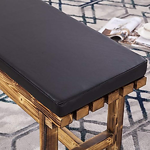 PU Leather Bench Cushion Filling Memory Foam, Water-Resistant Luxury Patio Furniture Cushion, Outdoor Garden Swing Settee Seat Pad, Anti-Slip Wooden Shoe Stool Pad