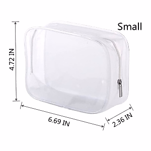 BEFORYOU 6 Pack Clear Toiletry Carry Pouch with Zipper Portable Plastic Waterproof Cosmetic Bag TSA Approved for Vacation Travel Bathroom and Organizing (White, Small and Large)