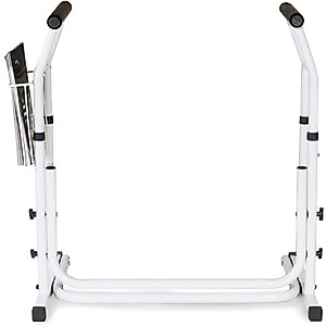 Vaunn Medical Bathroom Adjustable Height Toilet Rail Grab Bar and Commode Safety Frame Handle