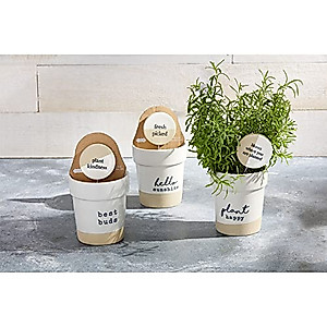 Mud Pie Pot Marker Set, Hello Sunshine, 4.5" H x top Dia 4" x Bottom Dia 3"
