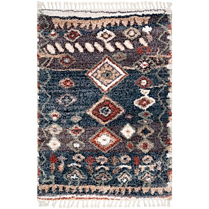 nuLOOM Rosemarie Bohemian Soft Shag Tassel Area Rug, 4' x 6', Blue