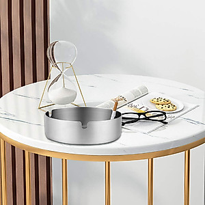 Pack of 4 Ashtray Round Stainless Steel Cigarette Ashtray Set for Hotel, Restaurant, Outdoors and Indoor