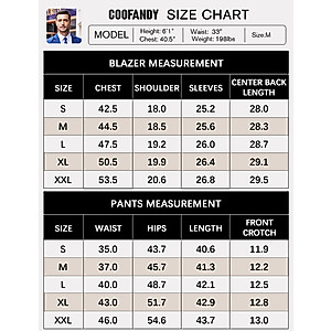 COOFANDY Men 2 Piece Suits One Button Blazer Jacket Tuxedo Slim Fit Suit Pant Black
