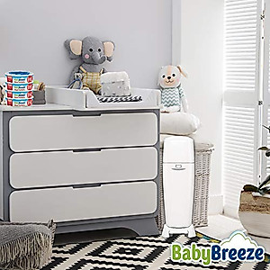 BabyBreeze Diaper Pail Refill Bags Compatible with Playtex Diaper Genie Pails Odor Absorbing Diaper Disposal Trash Bags - 840 Count (3-Pack)