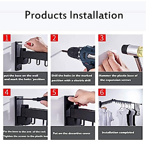 ZXFF Wall-Mounted Clothes Drying Rack, Suitable for Indoor and Outdoor Telescopic Clothes Poles, Can Be Rotated 180° Left and Right to Save Space (Color : B)