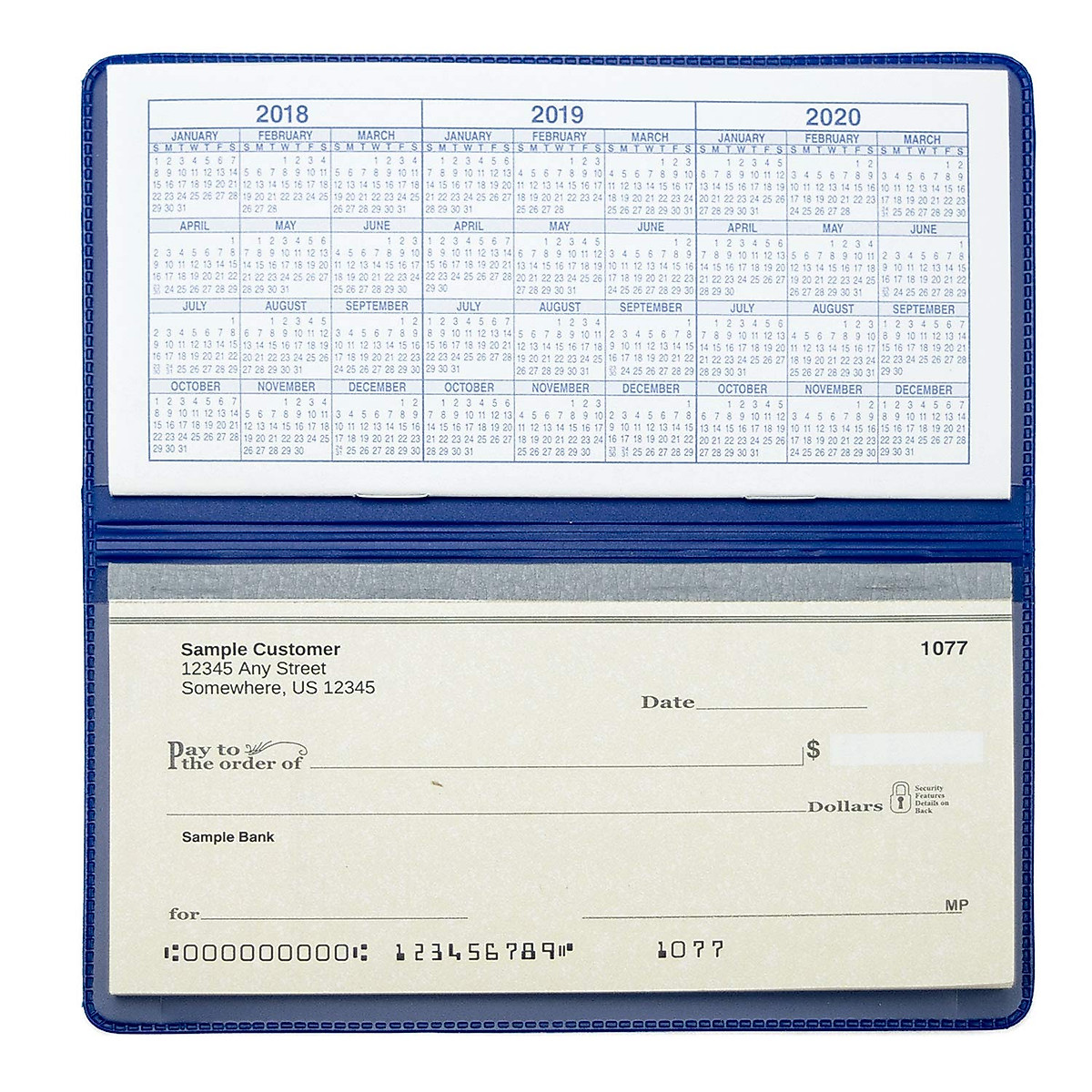 Royal Blue Vinyl Checkbook Cover, Top Tear Personal Vinyl Checkbook Cover