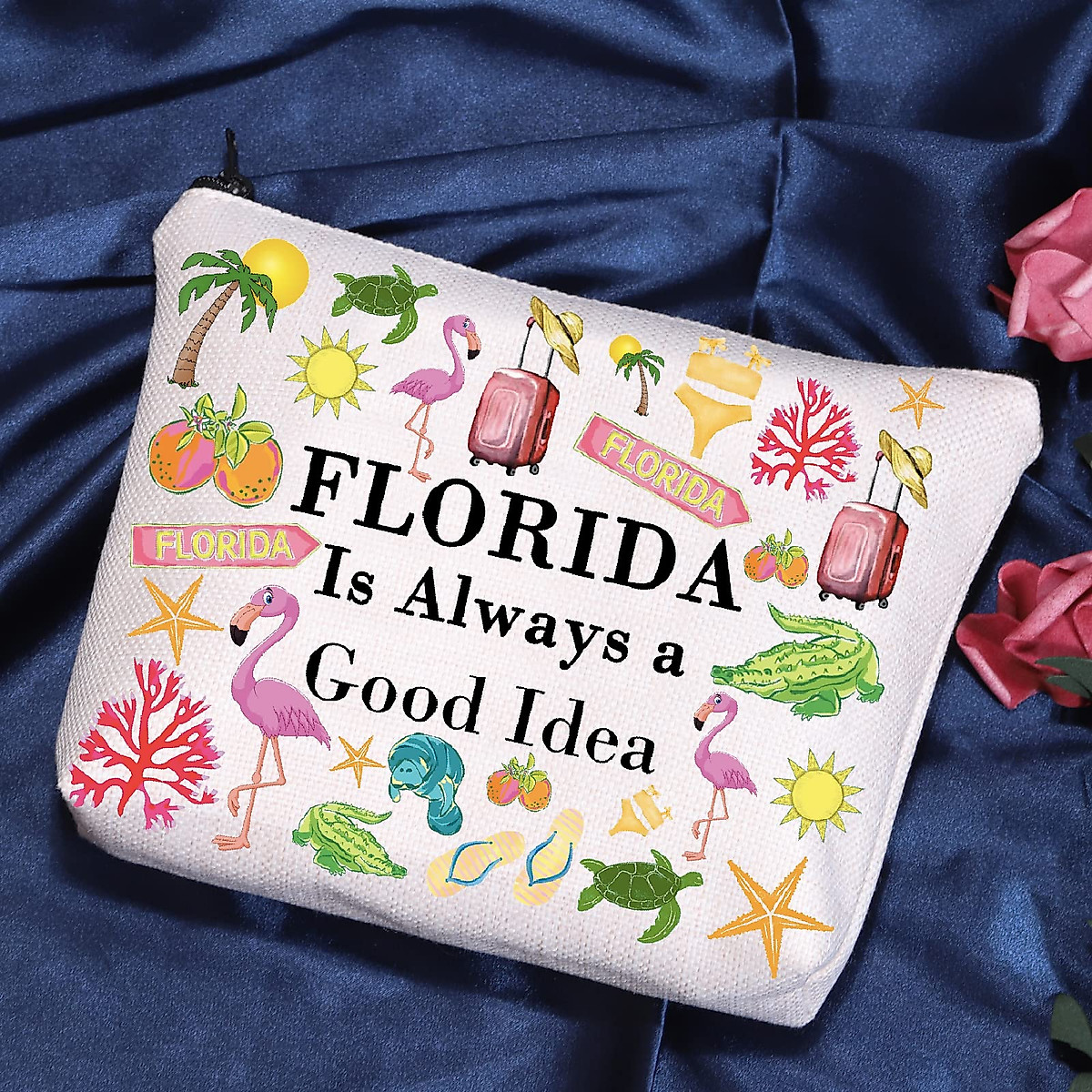 POFULL Florida vacation Gift Florida Is Always a Good Idea Cosmetic Bag Florida Travel Gift (Florida Is Always Cosmetic Bag)