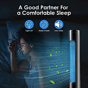 Bladeless Tower Fan - 43” 85°Oscillating Fan with Remote Control , LED Display, 3 Mode& 3 Speed 12 Hours Timer Quiet and Compact Vertical Fan, Safe for Kids and Pets, Home, Office use -5314 black