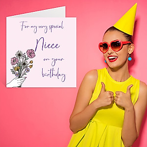 Stuff4 Cute Birthday Cards for Niece - Birthday Flowers - Happy Birthday Card for Niece from Aunt Uncle, Niece Special Birthday Gifts, 5.7 x 5.7 Inch Birthday Greeting Cards Gift for Niece