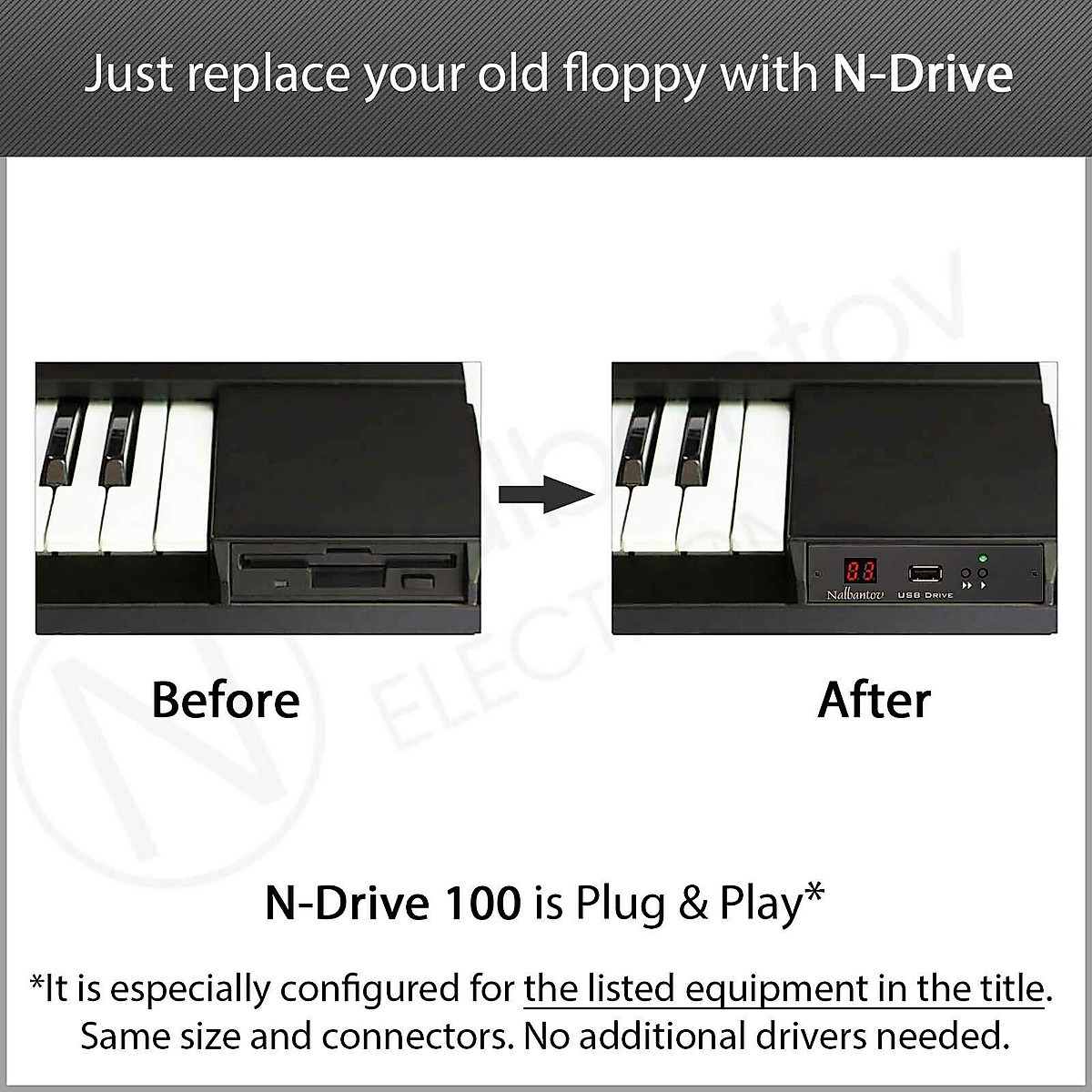 Nalbantov USB Floppy Disk Drive Emulator N-Drive 100 for Akai MPC-60 MK I (Version 1)
