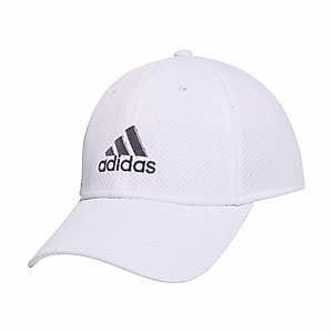 adidas Men's Zags 2.0 Structured Mid Crown A-Flex Stretch Fit Hat, White, Small-Medium