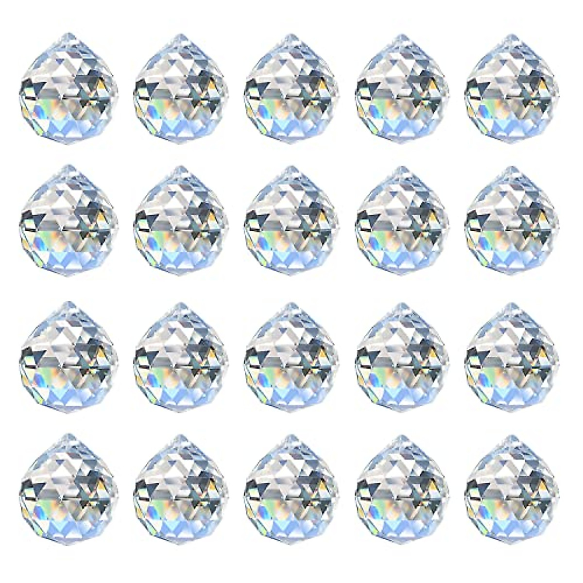 MerryNine 20 Pack Crystal Ball 0.8"/20mm Prism Sun Shine Catcher Rainbow Pendants Maker, Hanging Crystals Prisms for Windows, for Feng Shui, for Gift (Clear)