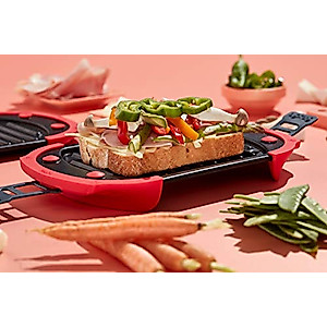 Lekue Microwave Grill, Sandwich Maker, Panini Press, 10 In x 5.7 In, Red