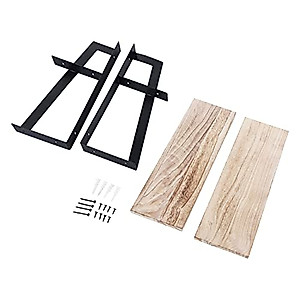 Creekview Home Emporium 2 Tier Bookshelf Black Wall Shelf - 2 Wooden Industrial Floating Shelves for Bed and Bathroom