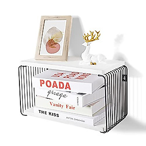 Adowes Floating Nightstand Geometric Wall Mounted Nightstand Wood Bedside Shelf 2 Tier Floating Wall Shelf Floating Table End Table in Bedroom, Living Room, Bathroom, Kitchen, Office, White