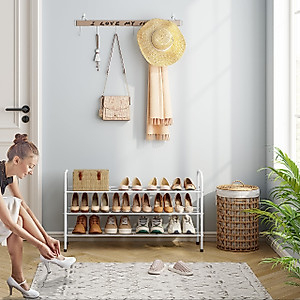 Hoctieon 3 Tier Durable Mesh Style Shoe Rack, Entryway Shoe Shelf, Shoe Rack FreeStanding, Shoe Storage Organizer, Shoe Rack for Closet, White