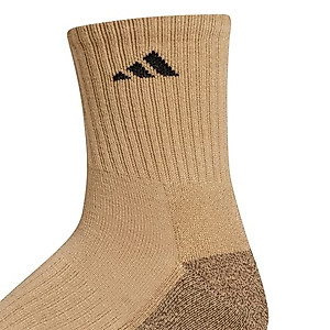 adidas Men's Cushioned X 3 Mid-Crew Socks (3-Pair), Beige Tone/Blanch Cargo/Black, Large