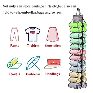 WwillDock Foldable Leggings Organizer Clothes, Legging Storage Bag, 24 Compartments Hanging Closet Organizers Suitable for Jeans, T-Shirts, Leggings, Towels etc (24 pockets, Gray)