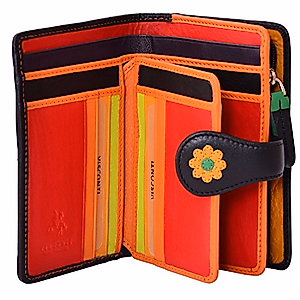 Visconti Spanish DS-82 Womens Floral Multi Colored Bifold Wallet DAISY COLLEC. - Black Multi, Medium