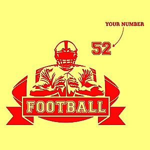 Football Personalized Custom Number Football Player Wall Vinyl Decal Sticker - Graphic Play Decor Kids Bedroom Team Touchdown - Sport B - / Man-Caves, Playroom kids bedroom (Designs Fooball 7)
