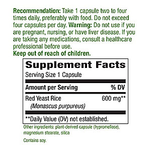 Nature's Way Premium Quality Red Yeast Rice 600 mg, 120 Vcaps