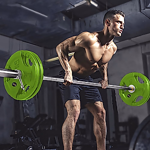 SPART Color Weight Plate 2-Inch Rubber Coated Olympic Grip Plate for Barbell,Solid Cast Iron Weight Plates in Pairs or Single for Strength Training,Weightlifting,Crossfit,Home Gym, 5LB, Pair