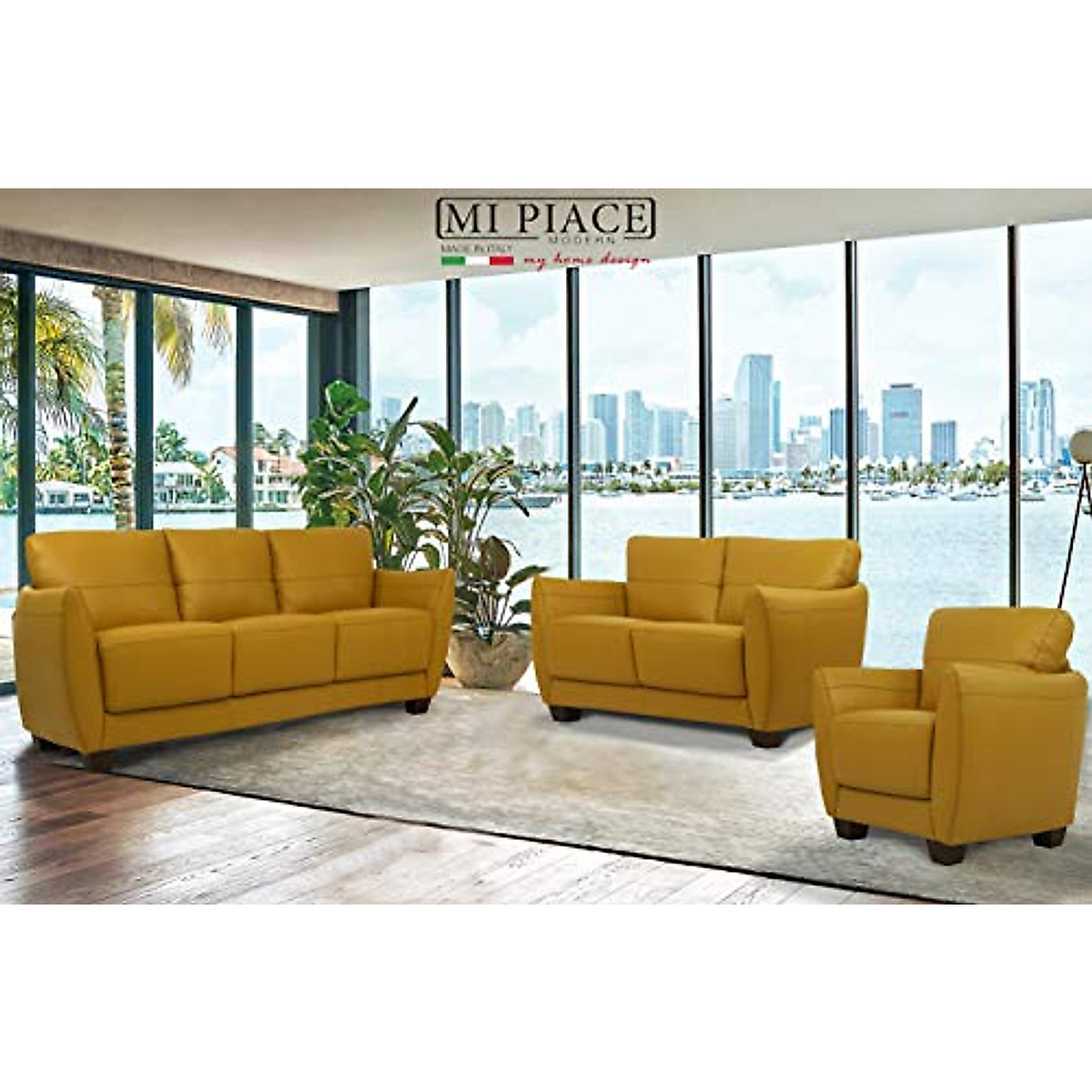 Acme Valeria Leather Sofa in Mustard