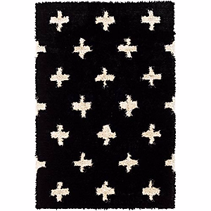 Artistic Weavers Modern Soft Swiss Cross Shag Area Rug, 5' x 7'6", Black