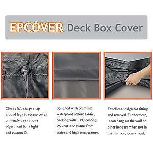 EPCOVER Patio Deck Box Cover to Protect Large Deck Boxes-Waterproof Cover with Zipper and Handles (52" L x 28" W x 27" H)