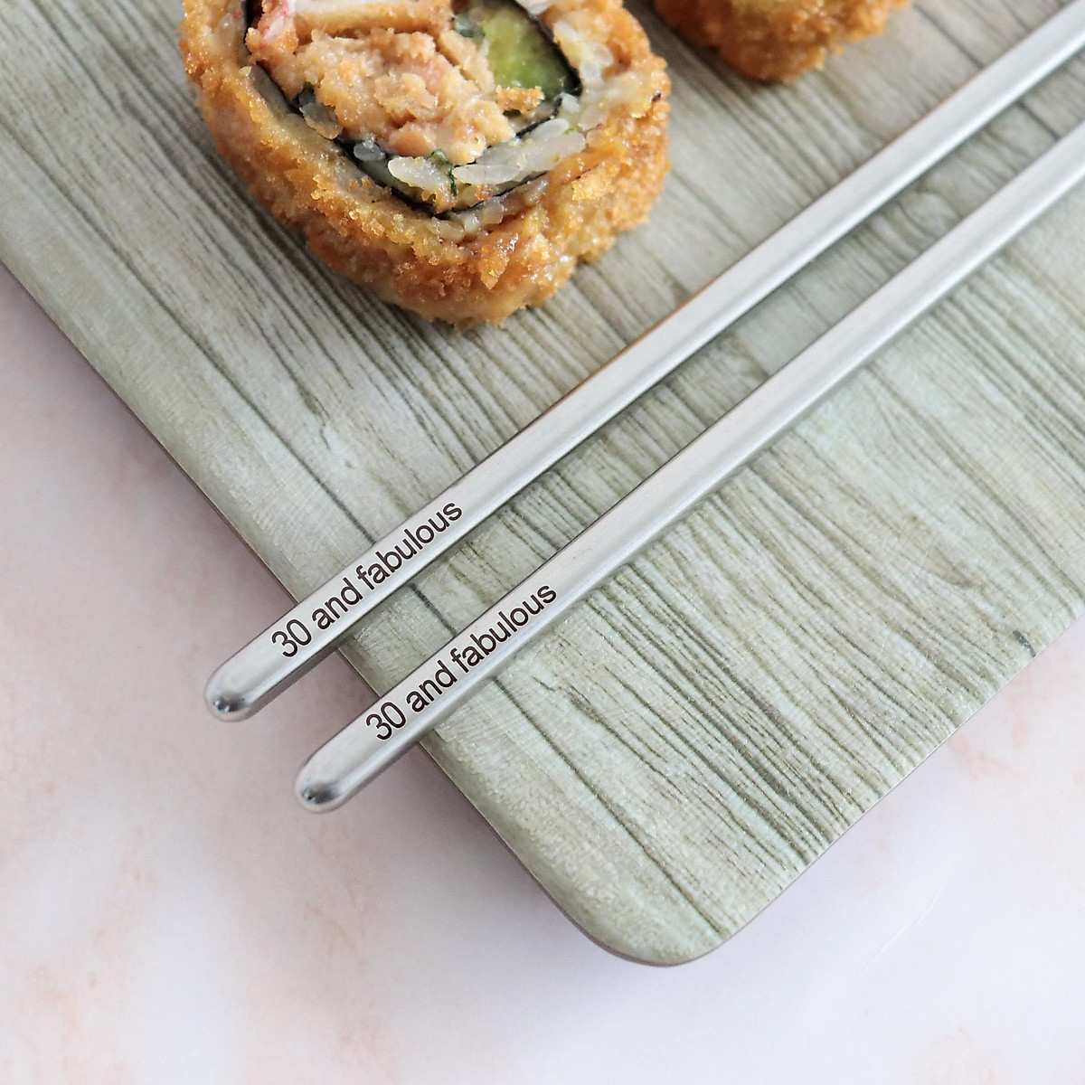 Set of custom reusable metal chopsticks engraved japanese stainless steel dinnerware utensils lot for new home, gifts, party favors, wedding goodie bags, engagements