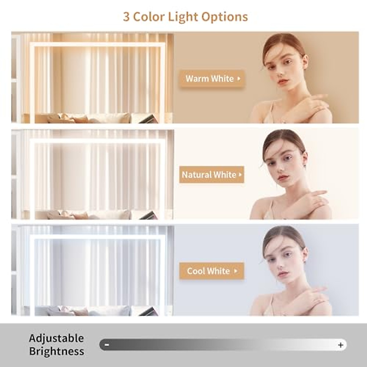 VOWNER Vanity with Lighted Mirror - Makeup Vanity Desk with Glass Top, Power Strip, Drawers and Shelves, 3 Color Lighting Modes Adjustable Brightness, Vanity Table with Cushioned Stool, 45'' L