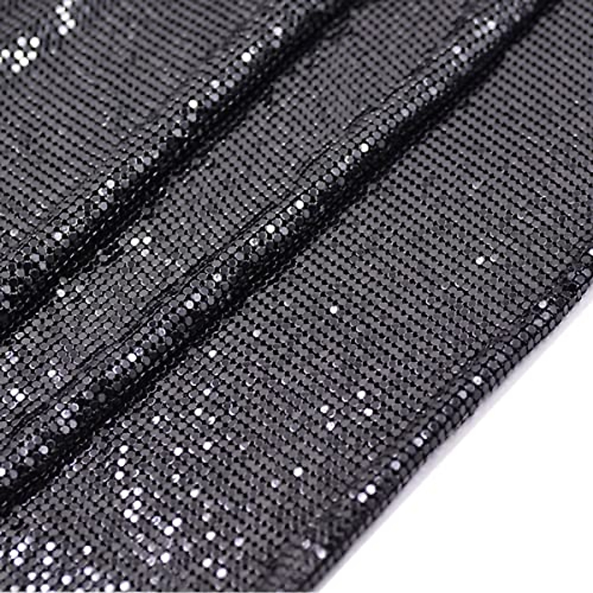 45x150cm Sparkly Metal Mesh Fabric Chainmail Jewelry Dress Craft Bag Making (Black)