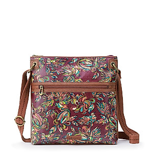 Sakroots Flat Crossbody in Coated Canvas with Adjustable Strap, Mulberry Treehouse